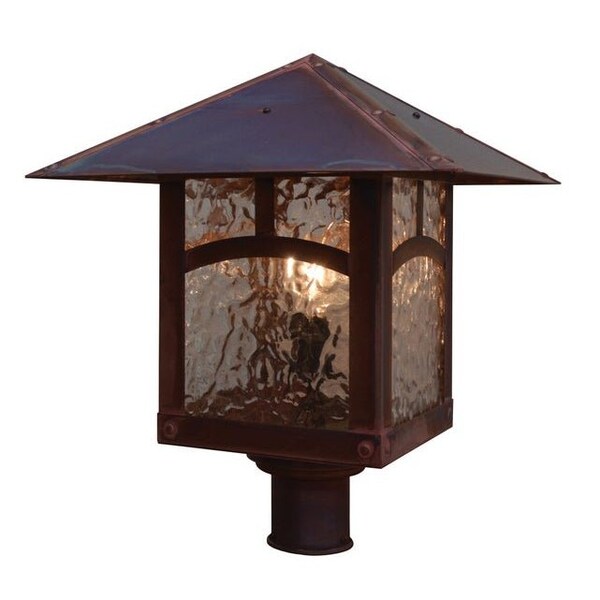 Arroyo Craftsman 16 Evergreen Post Mount With Classic Arch Overlay Antique Copper Gold White
